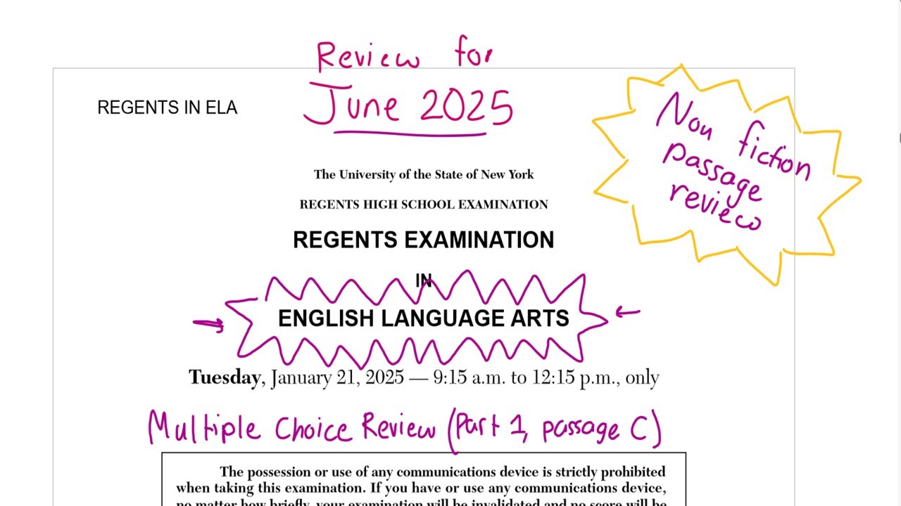 [New] January 2025 English Language Arts (ELA) Regents Review (Part 1 ...