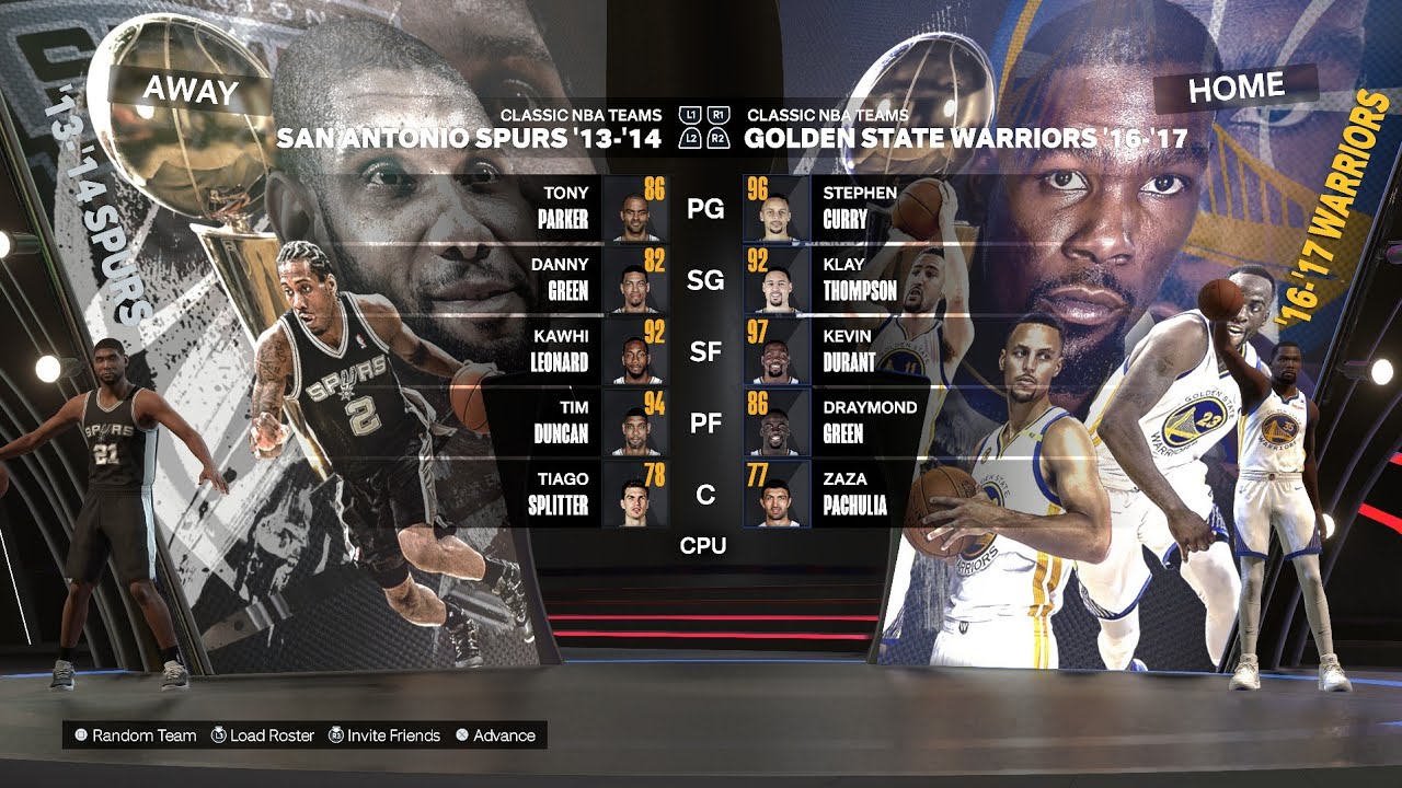 San Antonio Spurs 13-14 vs Golden State Warriors 16-17 | NBA 2K24 - YouTube