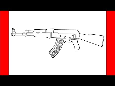 How to draw AKM from PUBG -  Step by Step Drawing