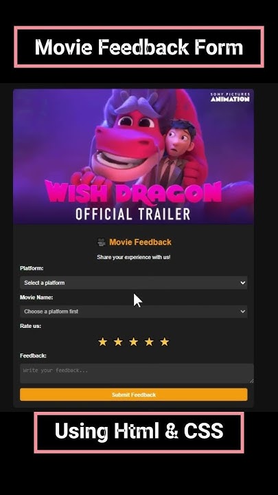Movie Feedback Form Using Html Css 😍😍htmltutorial Learnhtml5andcss3 Htmlform React Youtube
