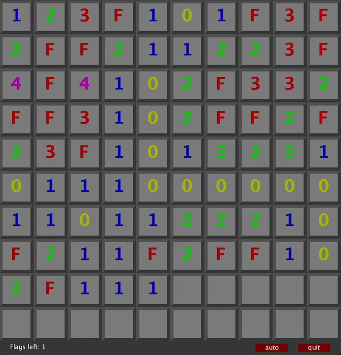 Minesweeper AI solver demo 10x10 - YouTube
