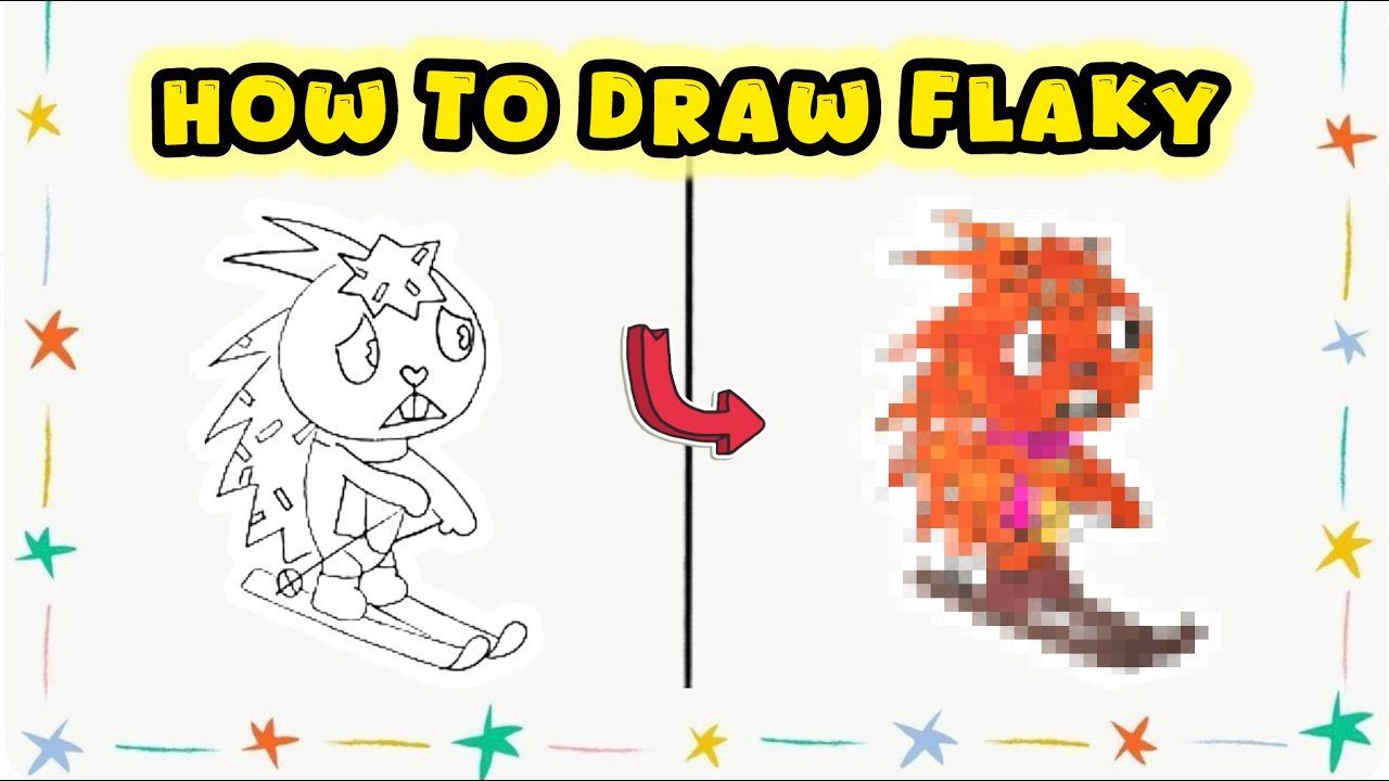 How to Draw Flaky from Happy Tree Friends – Cute Cartoon Animal Drawing ...