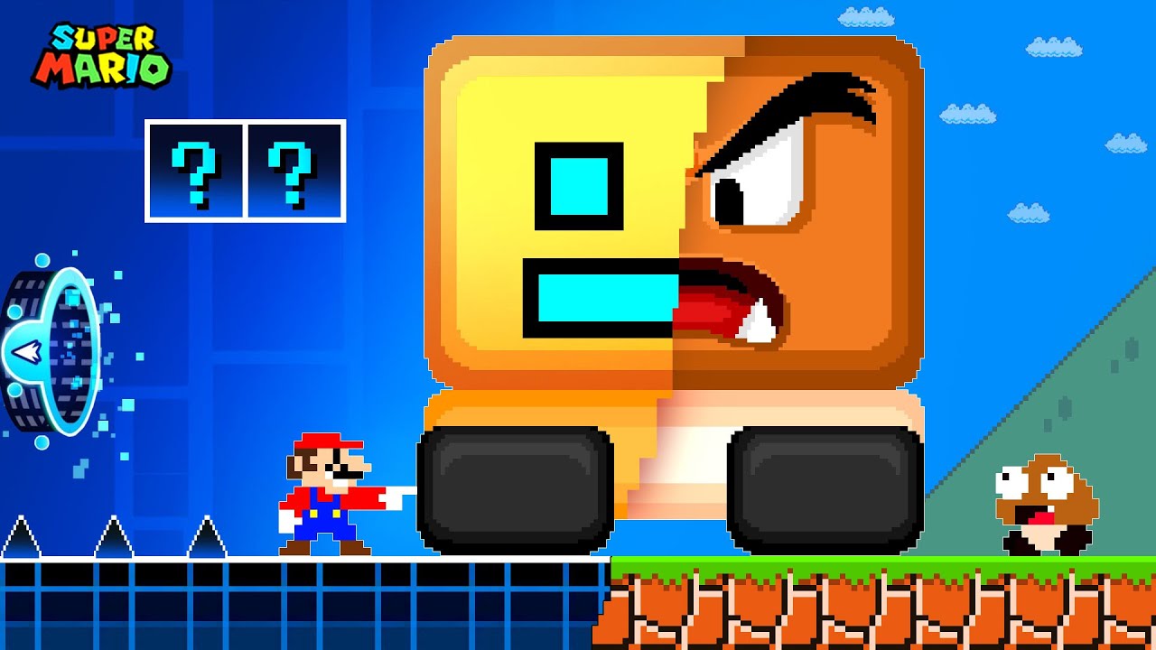 Super Mario Bros. But Everything Turns Into Geometry Dash When Mario ...