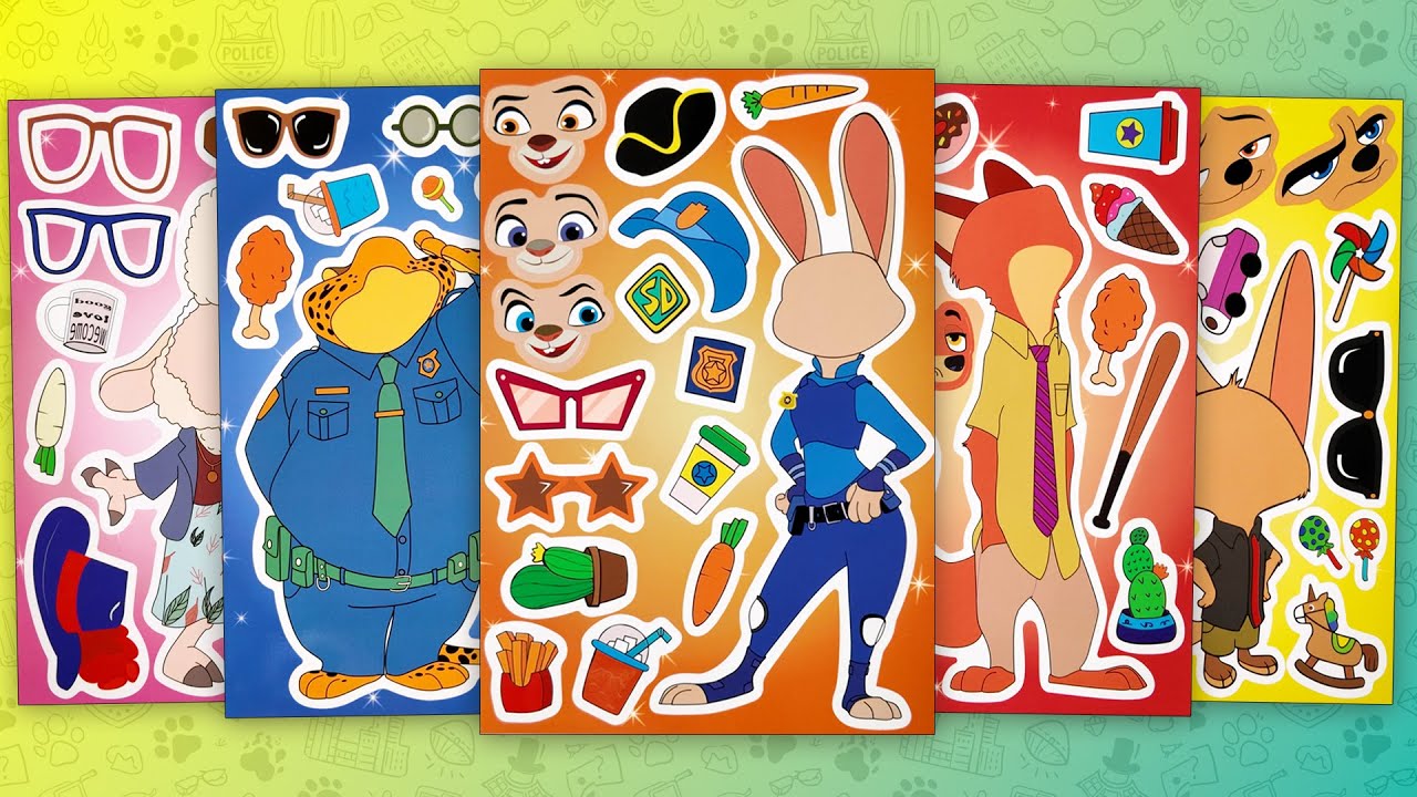 DISNEY ZOOTOPIA 2 DIY MAKE A FACE STICKERS WITH JUDY HOPPS, NICK WILDE ...