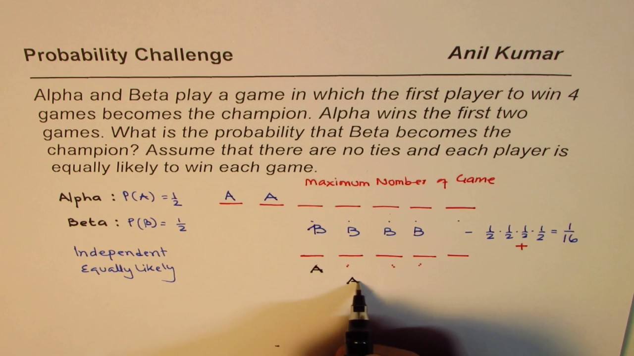 Probability of Person Winning Set of Four Games After loosing first two ...