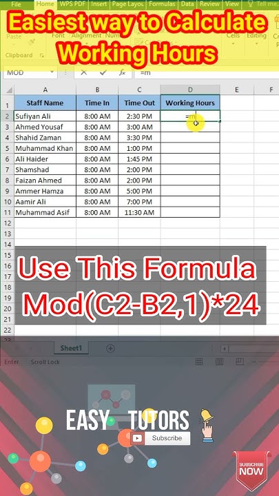 How to Calculate Working Hours | Calculate Time Duration | Calculate Time Difference Using Excel ...