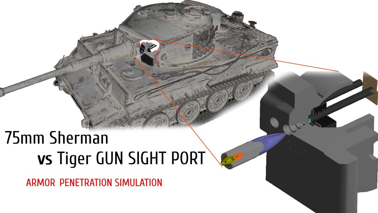 M4 Sherman vs Tiger I Sight Port | 75mm M61 shell | Armor Penetration ...