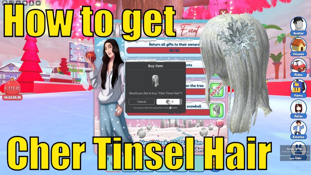 How to get Cher Tinsel Hair in Harmony Hills RP | Cher's Christmas ...
