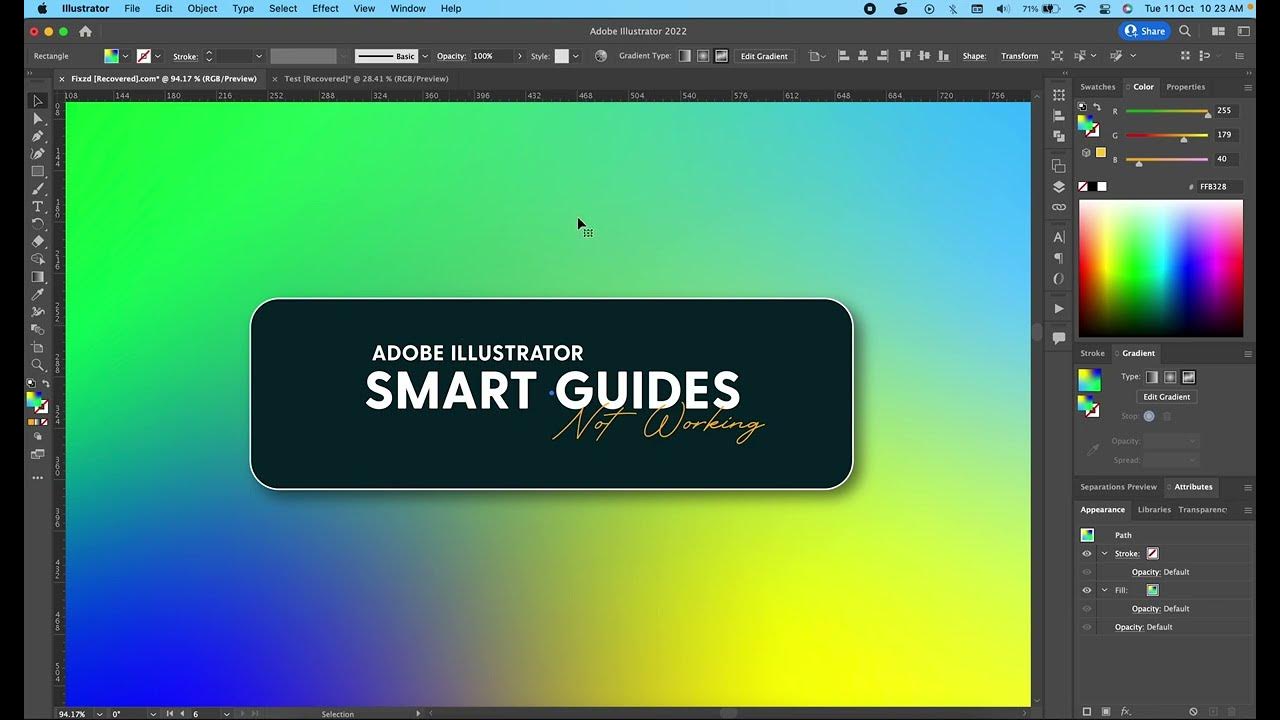 Adobe illustrator Smart Guides Not Working [Solved] - YouTube