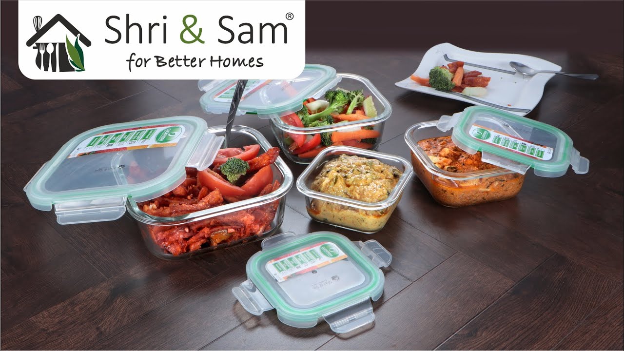 Clickfresh 520ml Square Glass Food Storage & Bakeware Container with ...