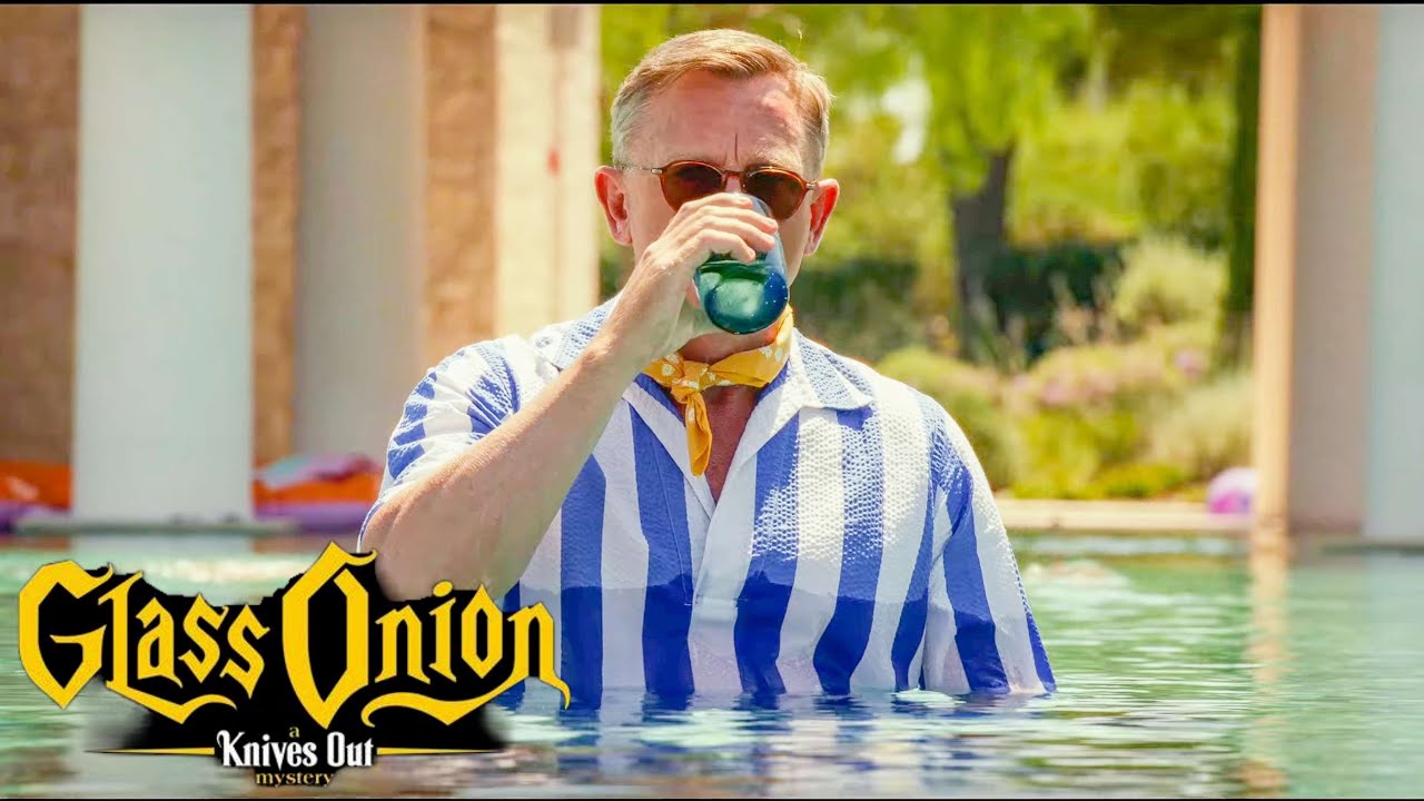 Glass Onion A Knives out Mystery now its a party pool scene - YouTube