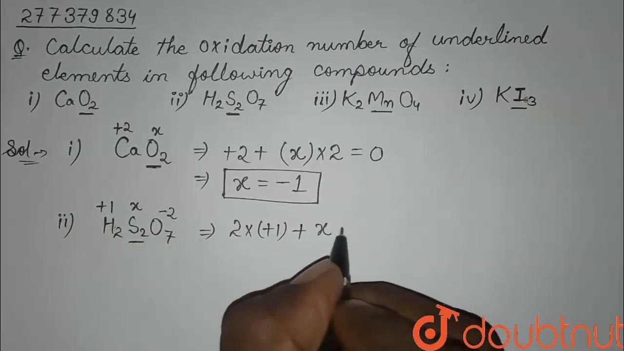 Calculate the oxidation number of underlined elements in following compounds: (i) Ca ul(O)_(2 ...