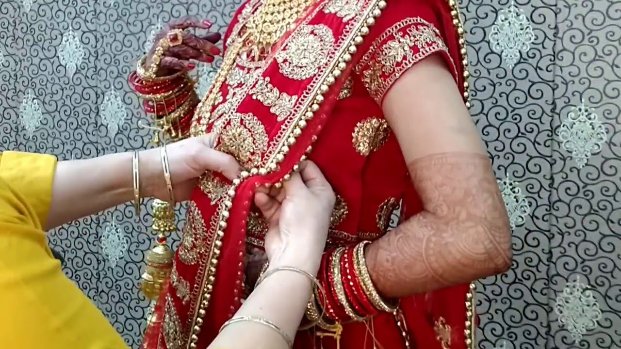 Easy and Beautiful Real Bridal Double Dupatta Setting | Different ...