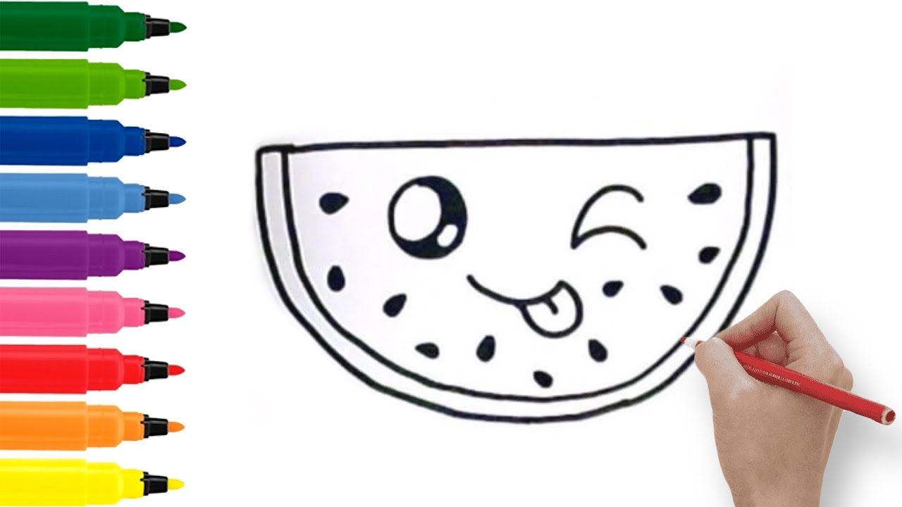 How to draw WATERMELON | Turli raqamlar, raqamlar, rasmlar, hayvonlarni ...