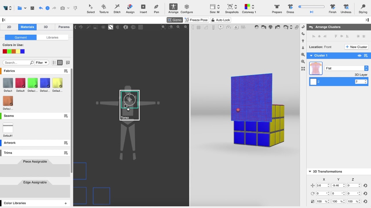 Arranging and stitches pattern pieces on a cube avatar - YouTube