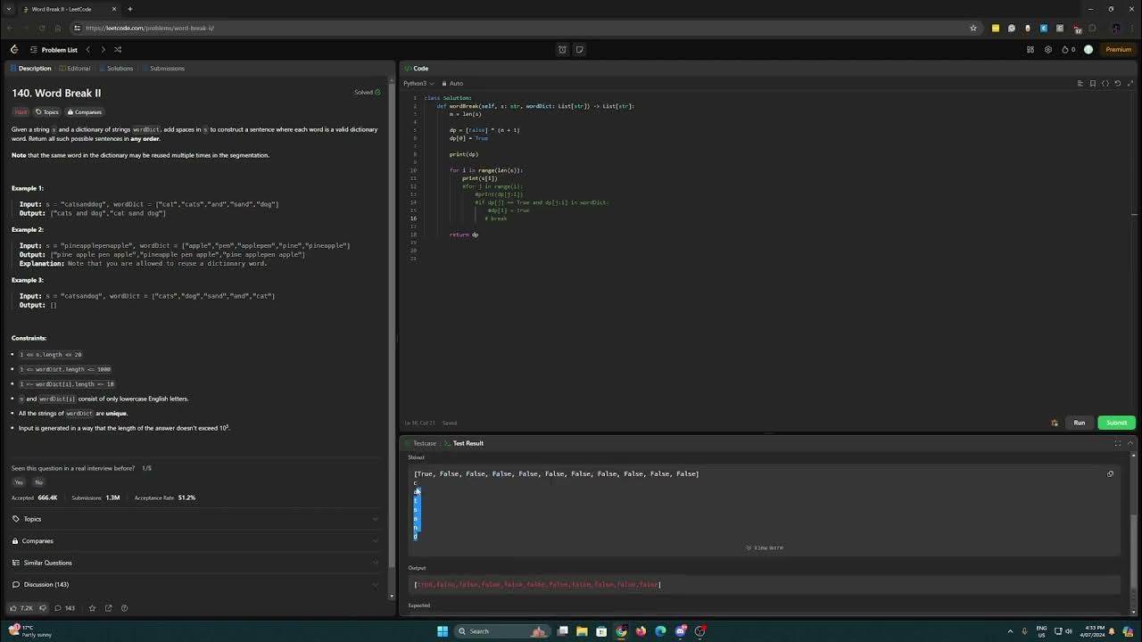 140. Word Break II (Beats 25% Runtime, Hard) - YouTube