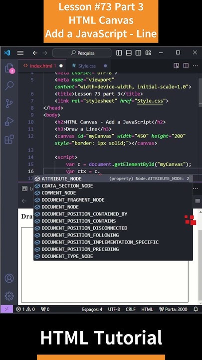 Html Tutorial Lesson 73 Html Canvas Add A Javascript Line Part 3 Html Htmltutorial Css