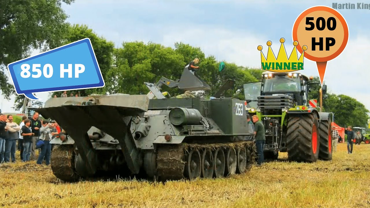 tractor(500hp) vs army tank (850hp)tug of war amazing videos | Farmers ...