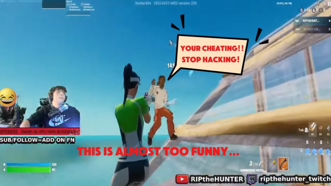 Kid RAGES over a Fortnite 1v1 and says I’m Hacking 😂 (Sounds like a ...