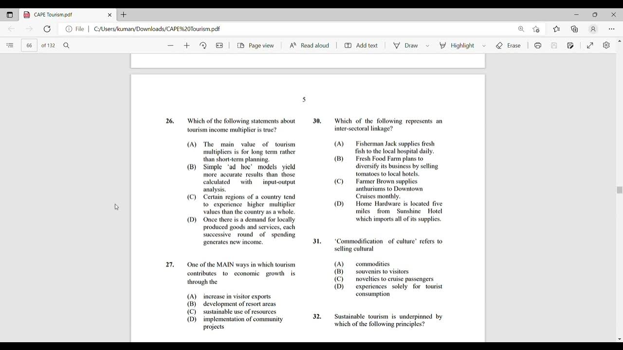 CAPE Tourism Paper 1 - YouTube