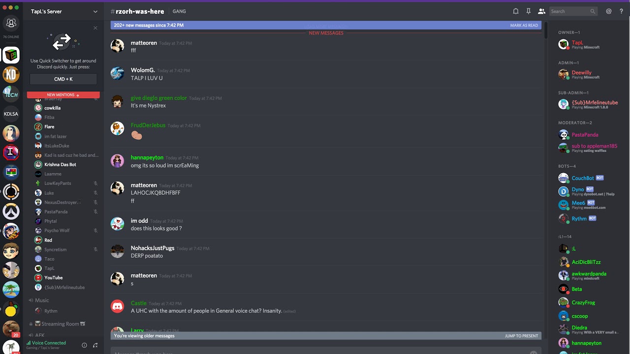 Saying Hello in Tapl's Voice Channel on His New Discord Server - YouTube