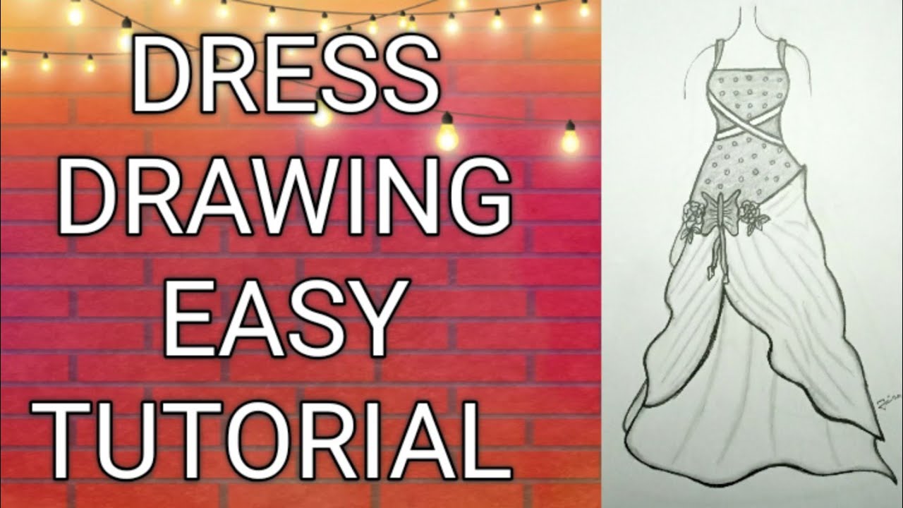 How to draw a beautiful dress for girl || pencil sketch for beginner ...
