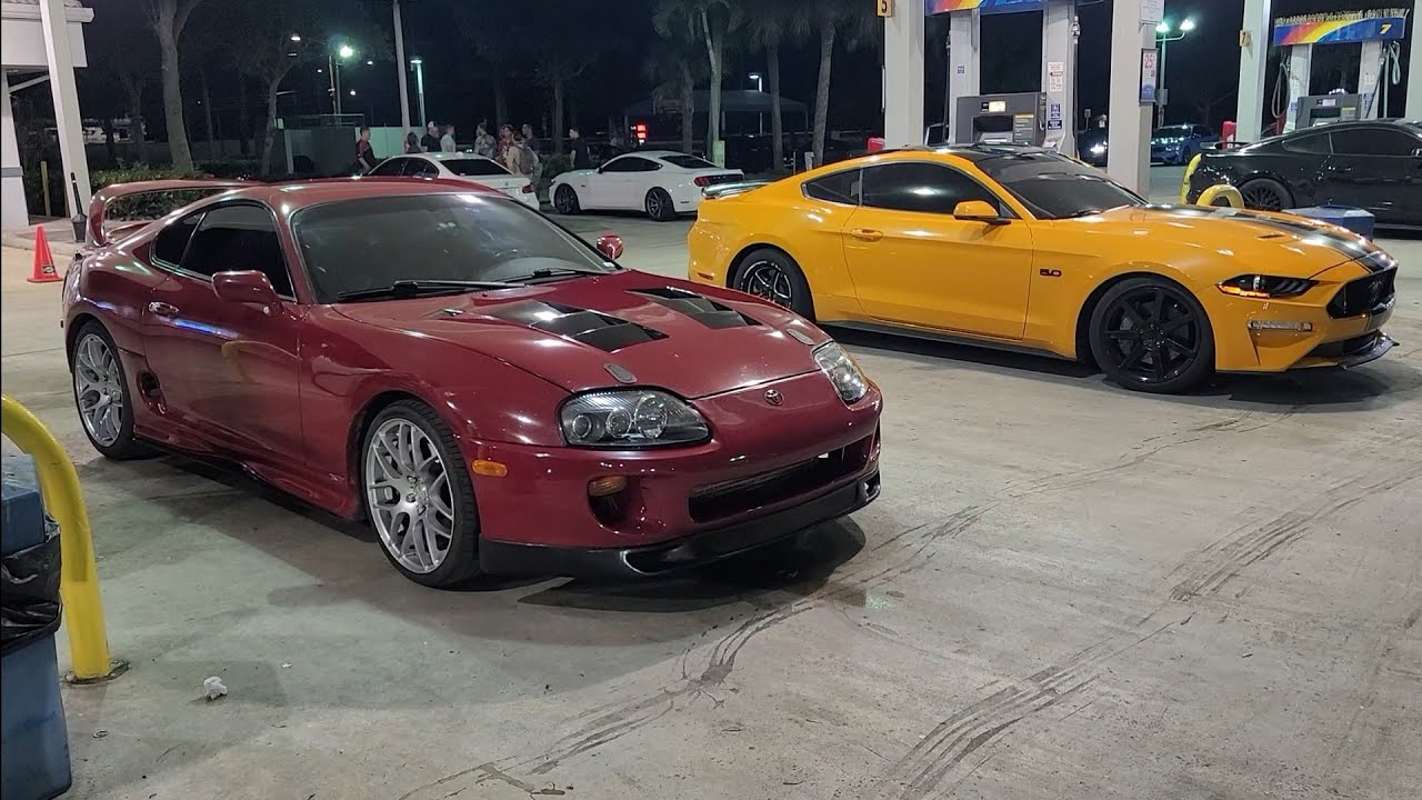 1995 Toyota Supra Borg Warner S366 Turbo E85 vs 2019 Ford Mustang GT ...