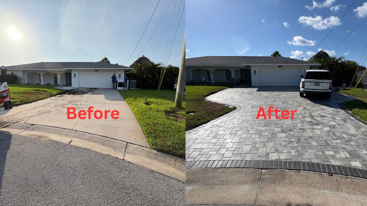 INSANE Driveway Transformation! Catalina Grana Titanium Pavers ...