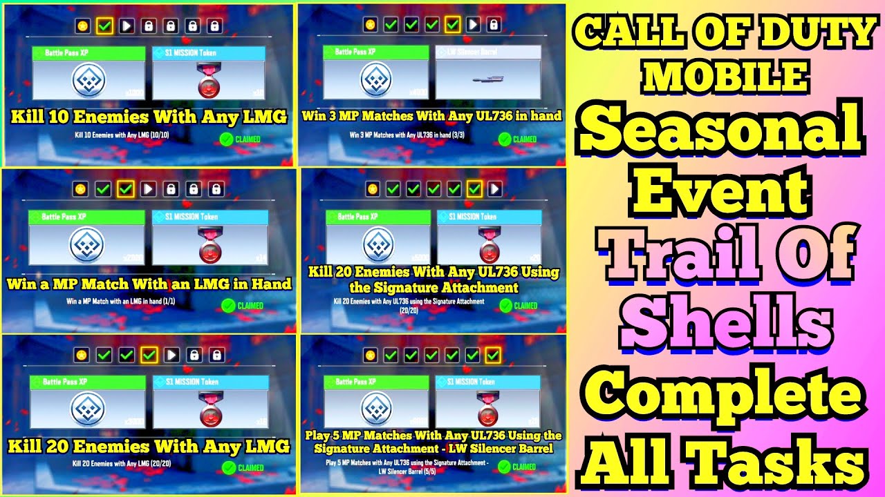 Call Of Duty Mobile Seasonal Event Trail Of Shells Complete All Tasks ...