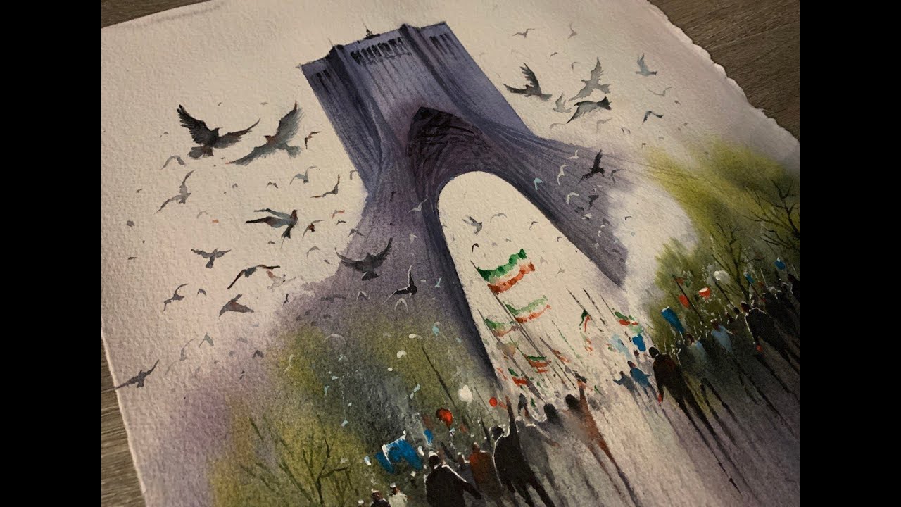 Freedom | Watercolor painting | Azadi Tower - YouTube