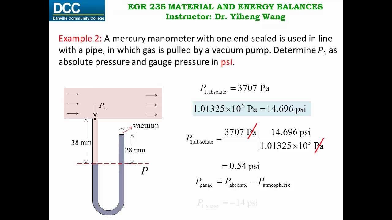 Material and Energy Balances Lecture 10: Pressure - YouTube