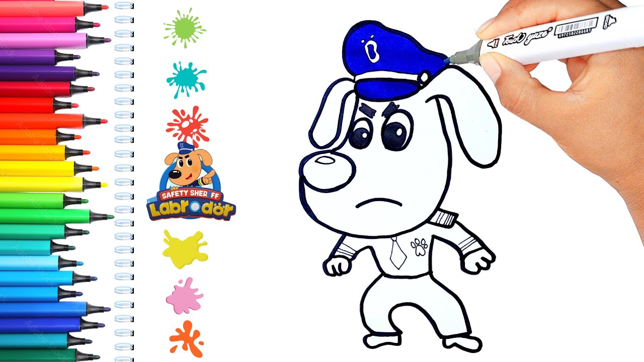 COMO DIBUJAR Y COLOREAR A SHERIFF LABRADOR 🐾🐕‍🦺🧢 ️ APRENDE A DIBUJAR ...