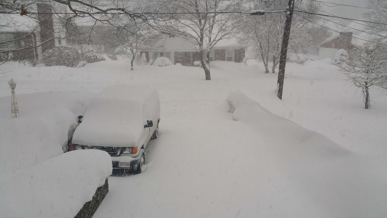 Snow blowing driveway after yet another snow storm in the Boston area ...