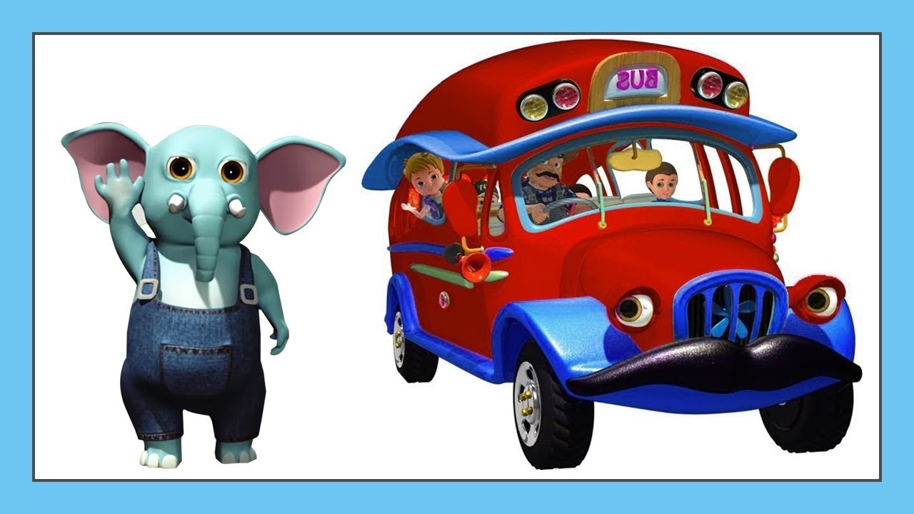 Wheels on the Bus Red Bus Song with Wild Animals Nursery Rhymes and ...