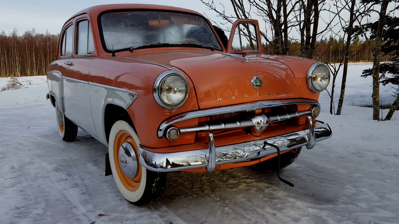 Moskvitch 407 1960 Hand Crank Winter Start - YouTube