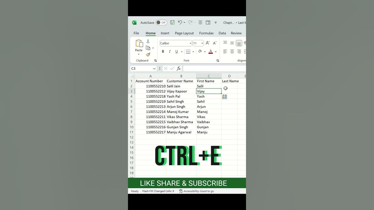 excel flash fill, shortcut key #exceltech #exceltips #smartphone #new #excel #smartexcel #tricks ...