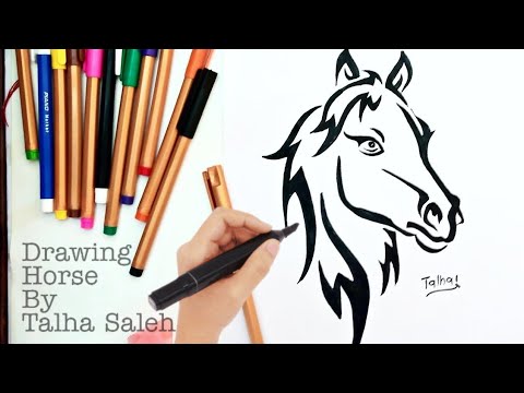 How to Draw Horse 🐴 sketch | Drawing | Talha Saleh Calligraphy - YouTube