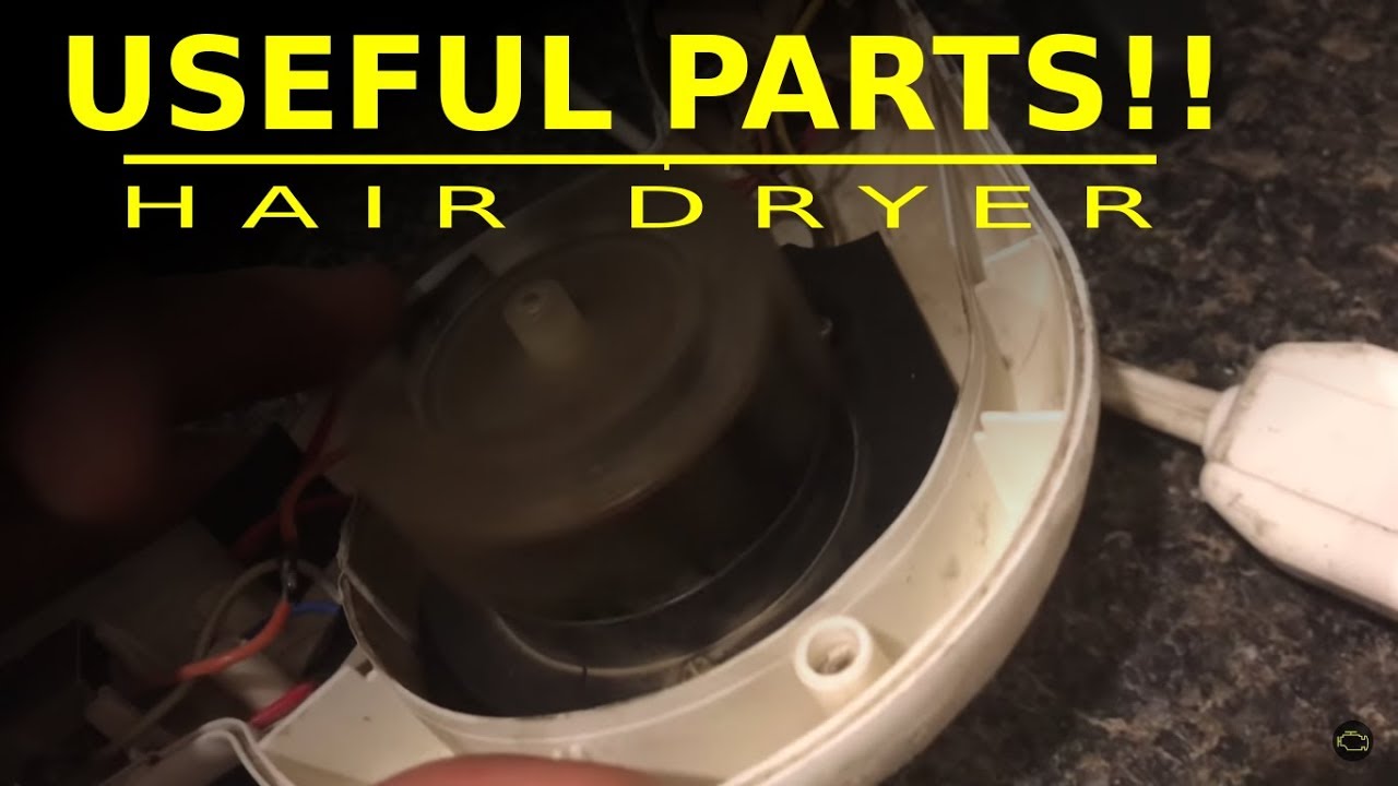 LOOK INSIDE the common hairdryer (surprisingly useful parts!!) - YouTube