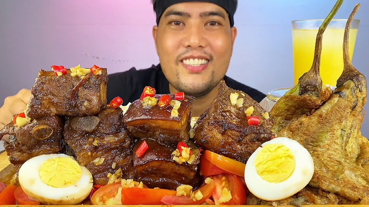 SPICY ADOBONG BABOY + TALONG NA TORTA | FILIPINO FOOD | MUKBANG ...