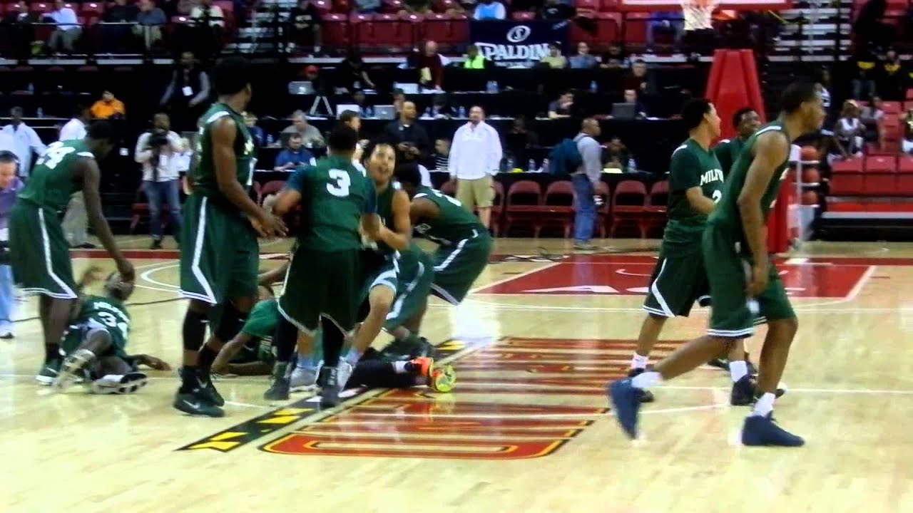 Milford Mill basketball celebrates after final buzzer 3/16/13 - YouTube