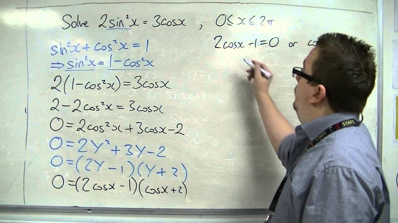 AQA Core 2 8.12 Forming a Hidden Quadratic using a Trig Identity and ...