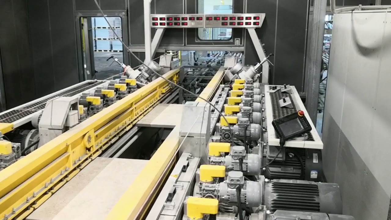KEDA NC Dry Squaring Line for 30-40mm Tile Operates in Italy - YouTube