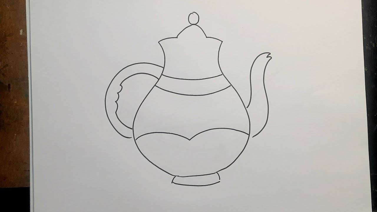 How to draw tea pot || Easy to draw pot - YouTube