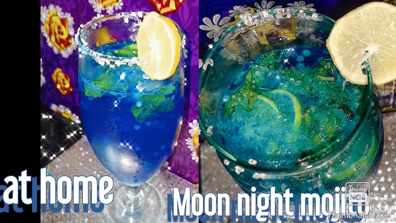 Moon night mojito,cocktail,mocktail,curacao, juice at home - YouTube