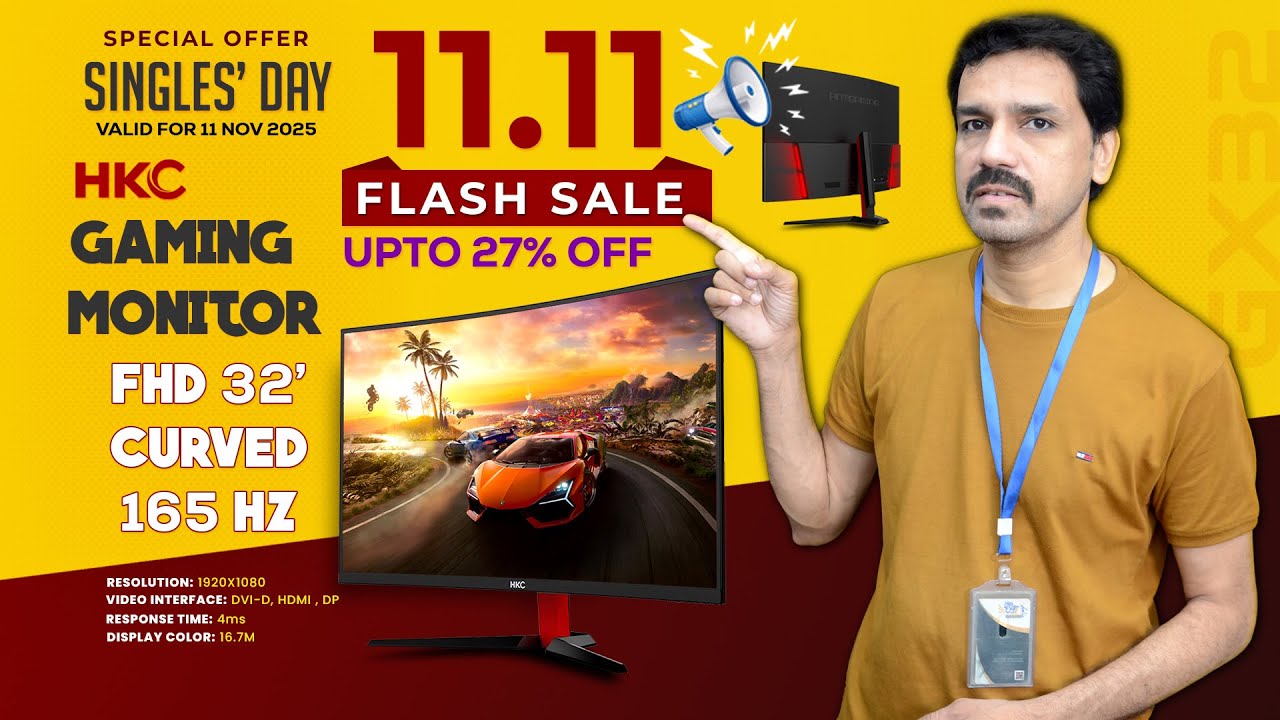11.11 Flash Sale on HKC 32" Curved Gaming LED - YouTube