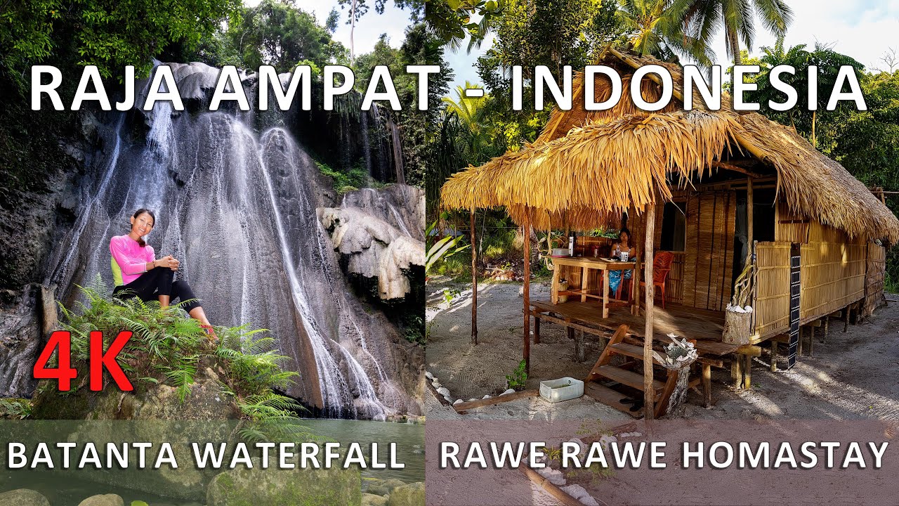 Batanta waterfall, Rawe Rawe homestay, Raja Ampat, Indonesia - drone ...