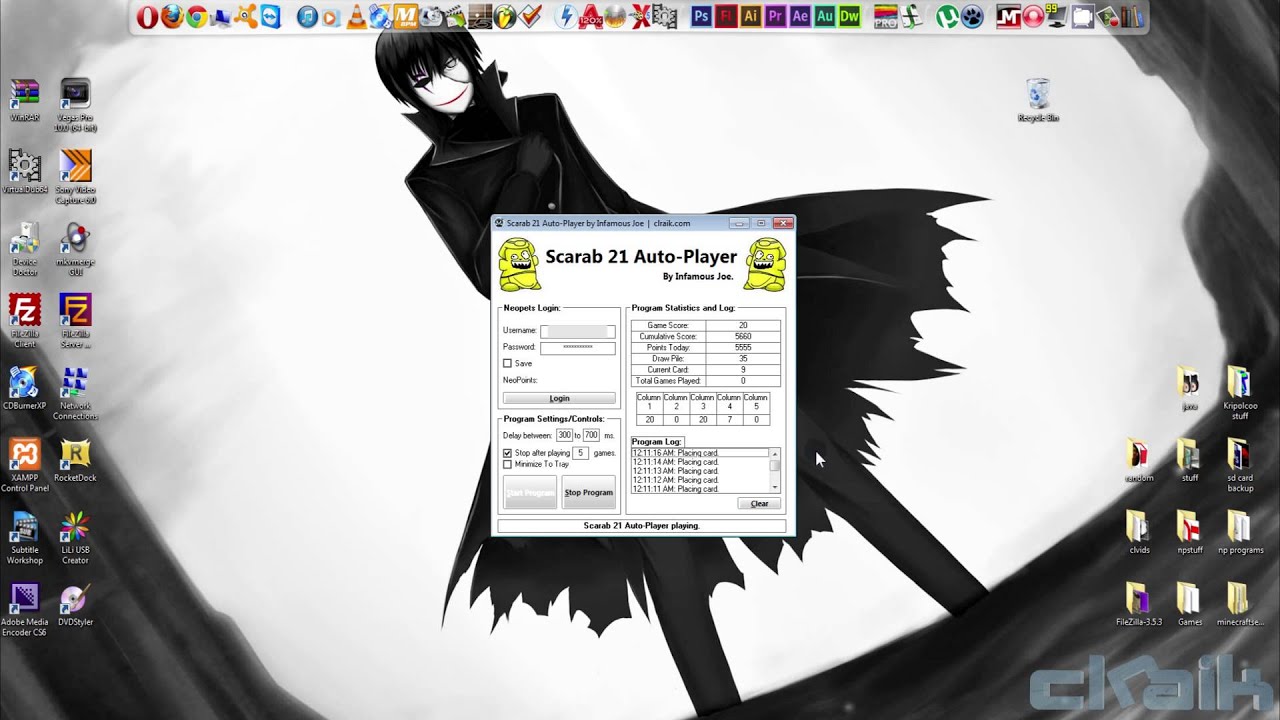 [clraik.com] Neopets Scarab 21 Auto Player by Infamous Joe - YouTube