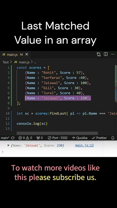 Interview Challenge # 105 || How to find last matched value in an array #shorts #javascript ...