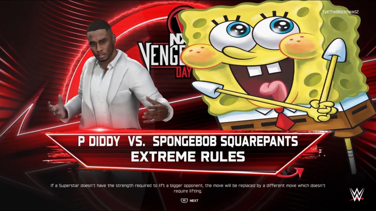 P Diddy vs SpongeBob Squarepants - WWE 2K25 EXTREME RULES - YouTube