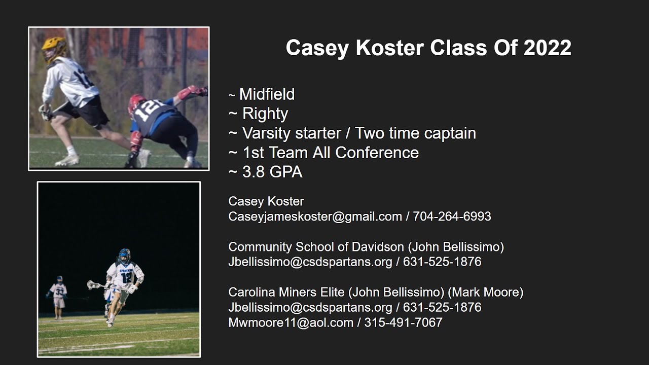 Casey Koster ( Class of 2022 ) 2021 Lacrosse Highlights - YouTube